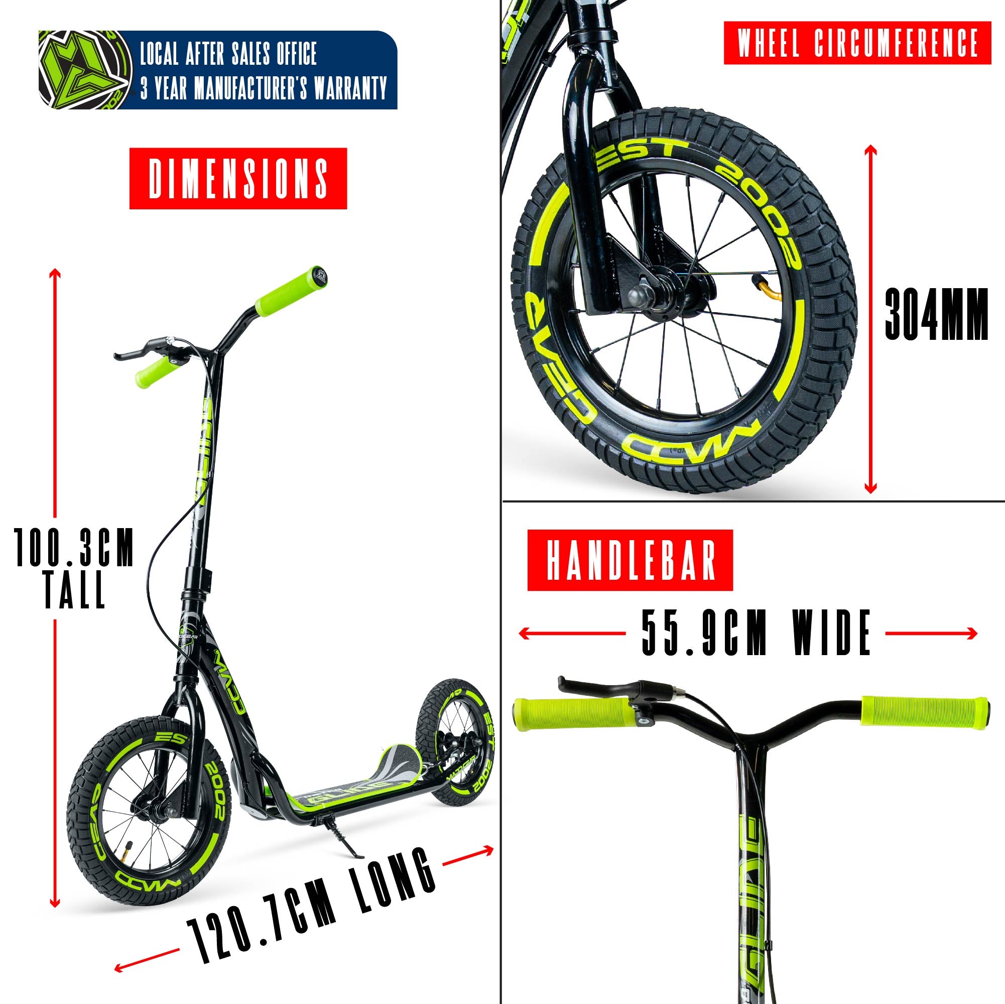 MADD GEAR METRO GLIDE 300 SCOOTER BLACK / GREEN – Mozzi